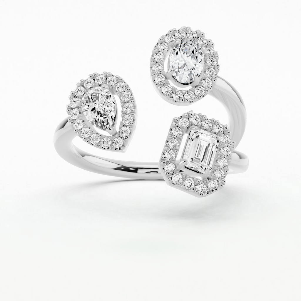 Buy SuperBuy The Halo Trifecta Ring-Multi Stone at Best Price