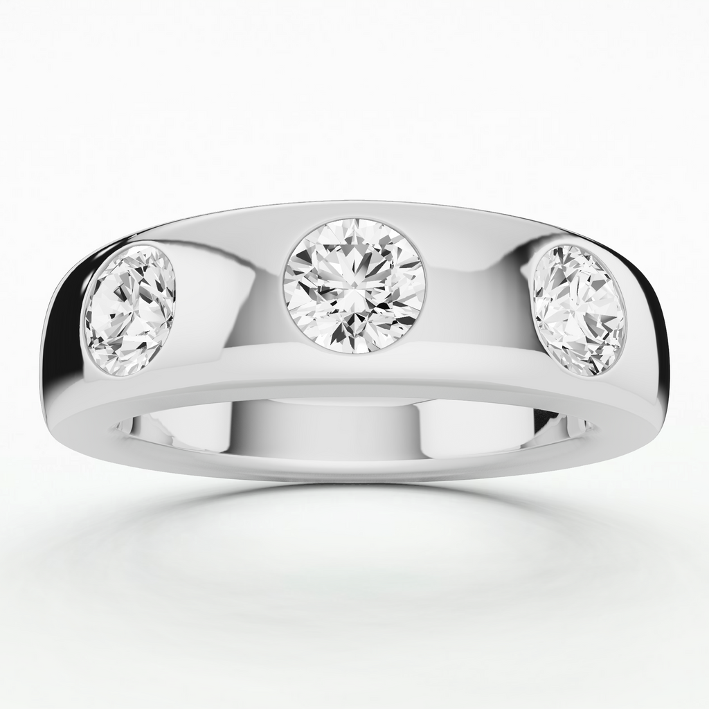 Buy Luxury Flush Set Lab Grown Diamond & Gold Wedding Band-Round at ...