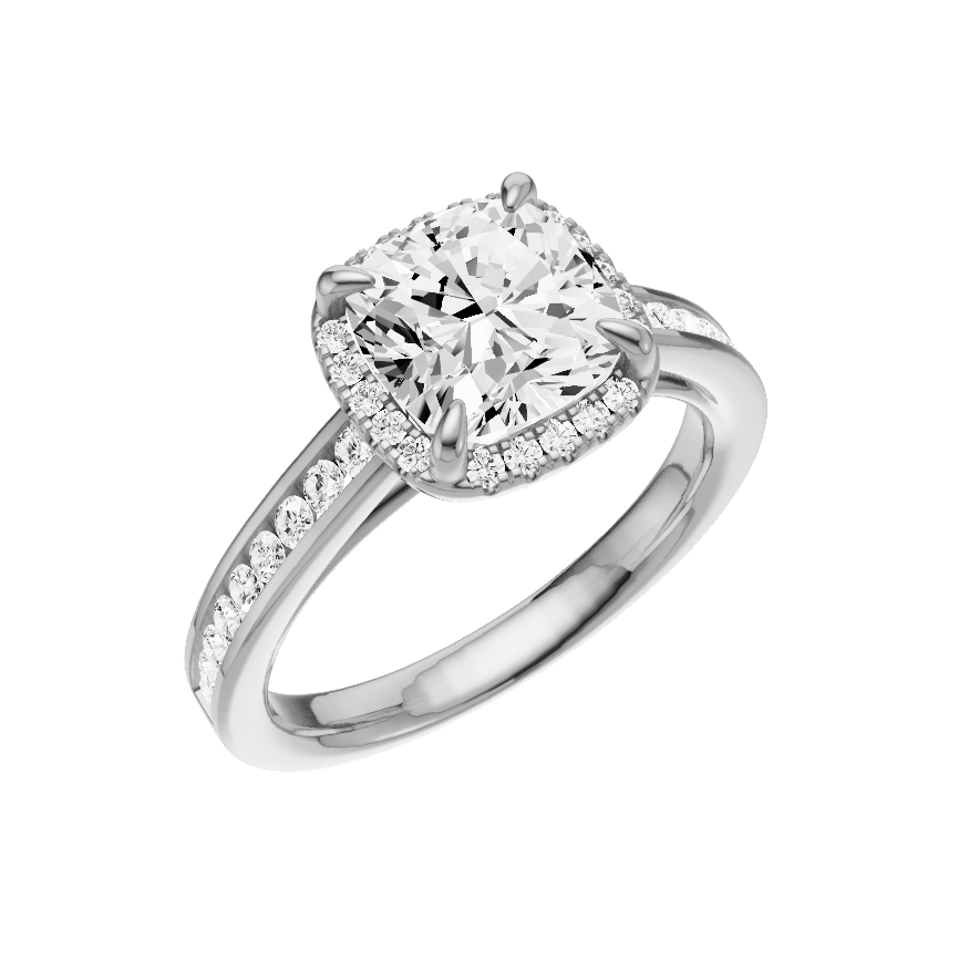 Buy Petite PL Engagement Ring, with a 2ct Cushion Lab Grown Diamond ...