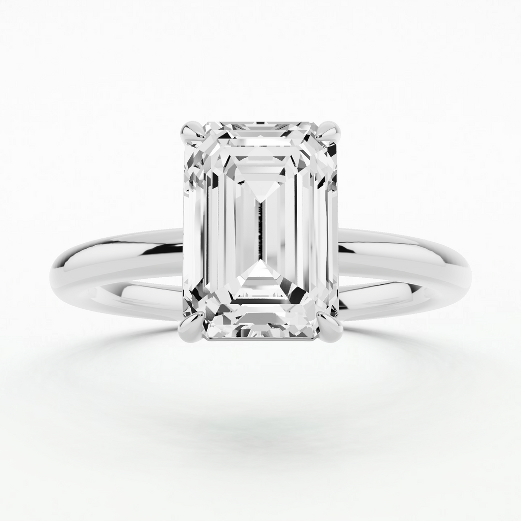 SuperBuy Plain Shank Lab Grown Diamond Solitaire Ring-Emerald Cut ...
