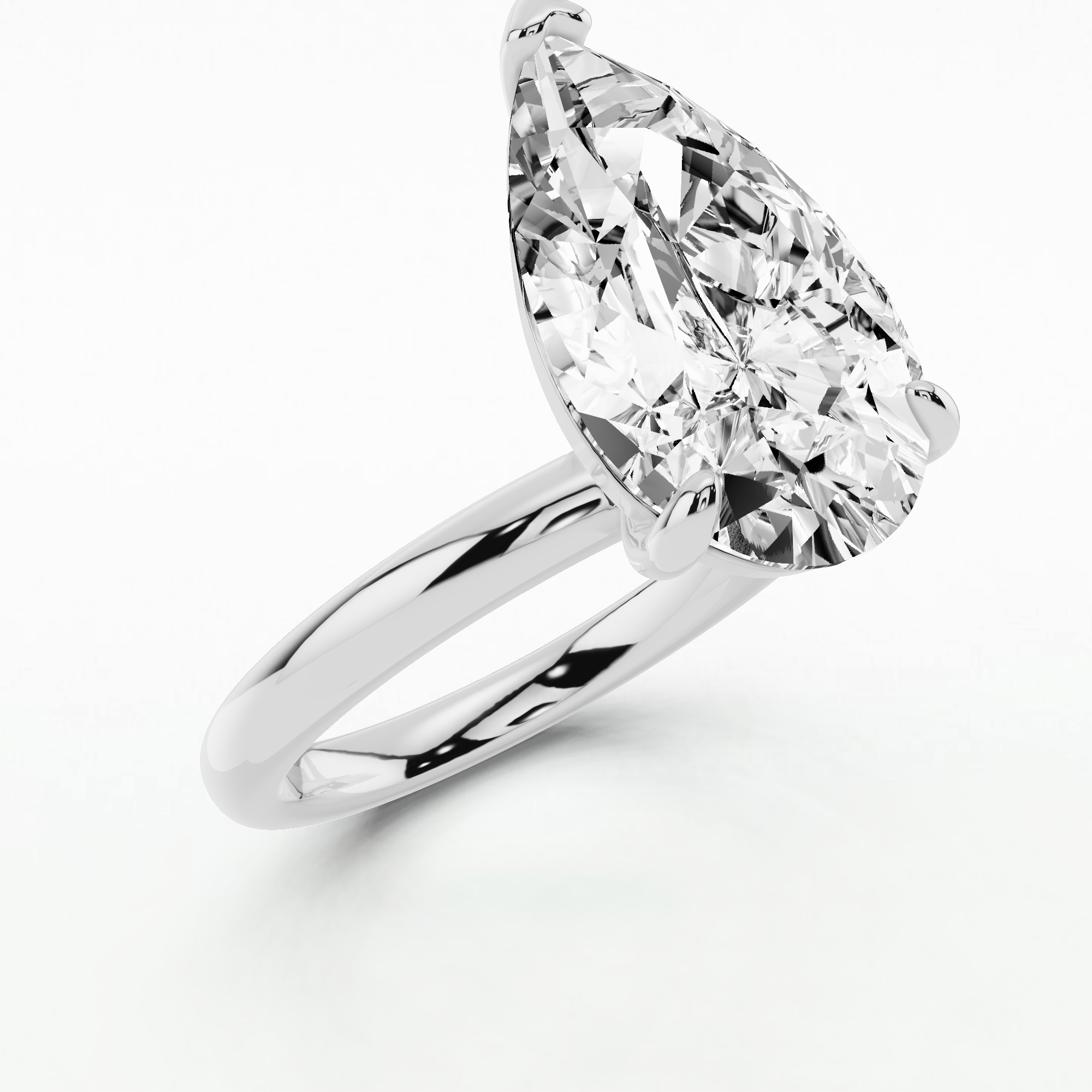 Buy Plain Shank Solitaire Ring-Pear at Best Price