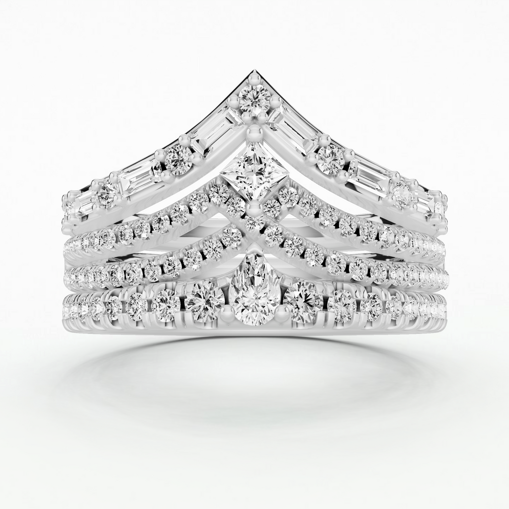 Fiona - Multi Row Lab Grown Diamond Stackable Ring-Multi Stone ...