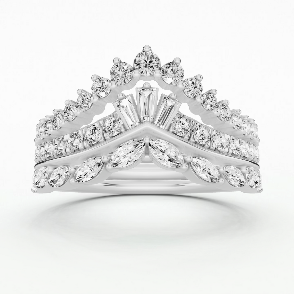 Buy Meghan - Stackable Multi Row Lab Grown Diamond Stackable Ring-Multi ...