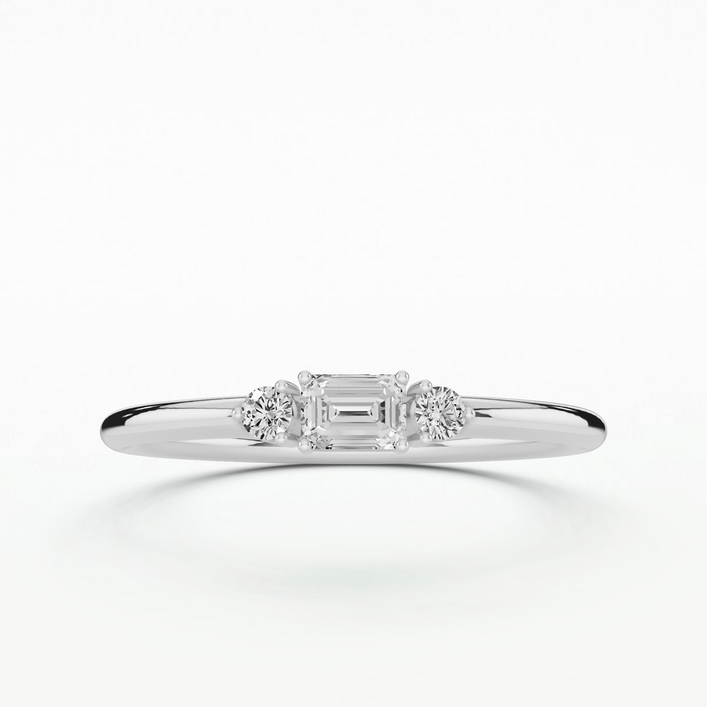 Antlia three stone Lab Grown Diamond ring with plain shank - Emerald C ...