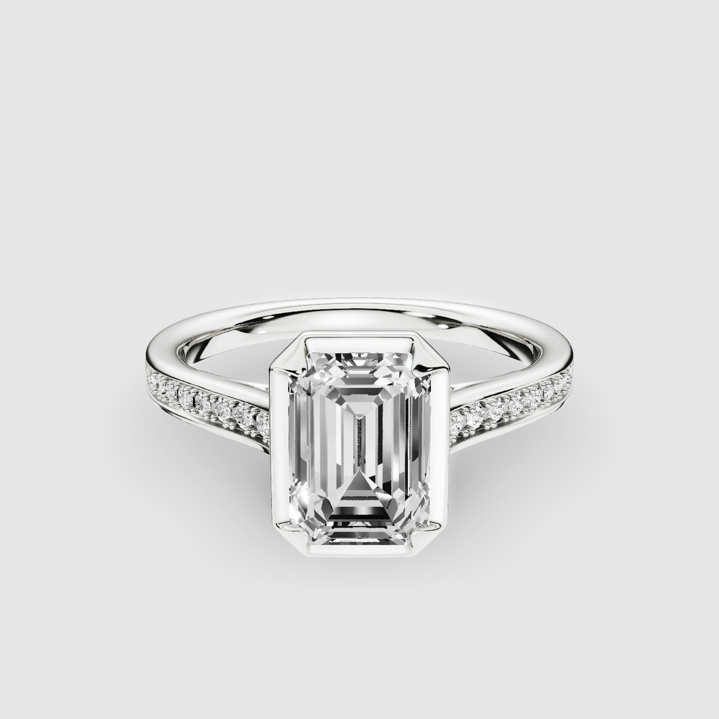 Geometric Bezel Triangle Prongs Channel Set Shank Lab Grown Diamond So ...