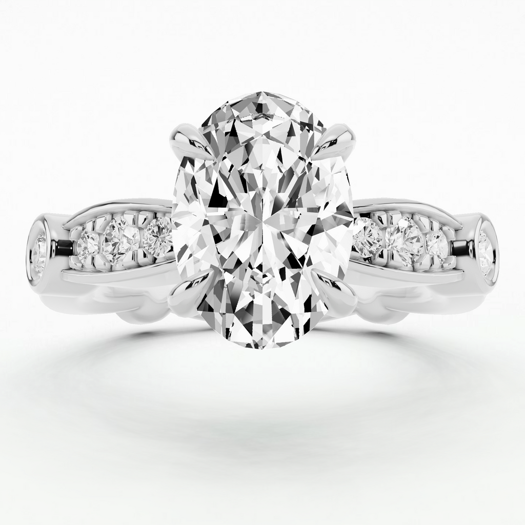 Buy Studded Milgrain Lab Grown Solitaire Diamond Ring-Oval at Best Price