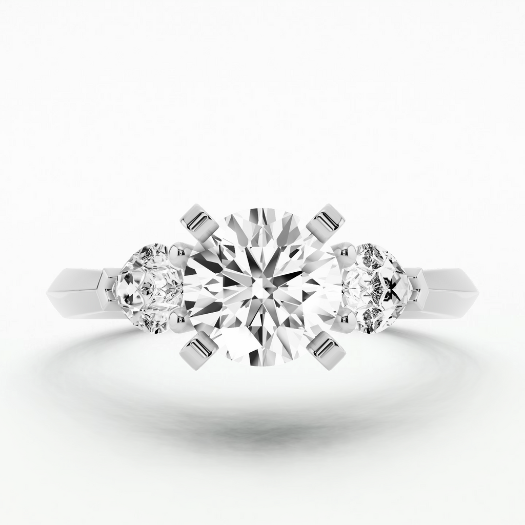 Buy Bridge Three Stone Solitaire Ring-Round at Best Price