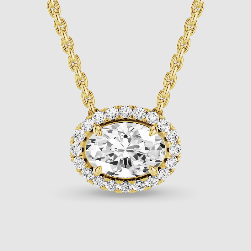 Buy Luxury Halo Solitaire Lab Grown Diamond Pendant-Oval at Best Price ...