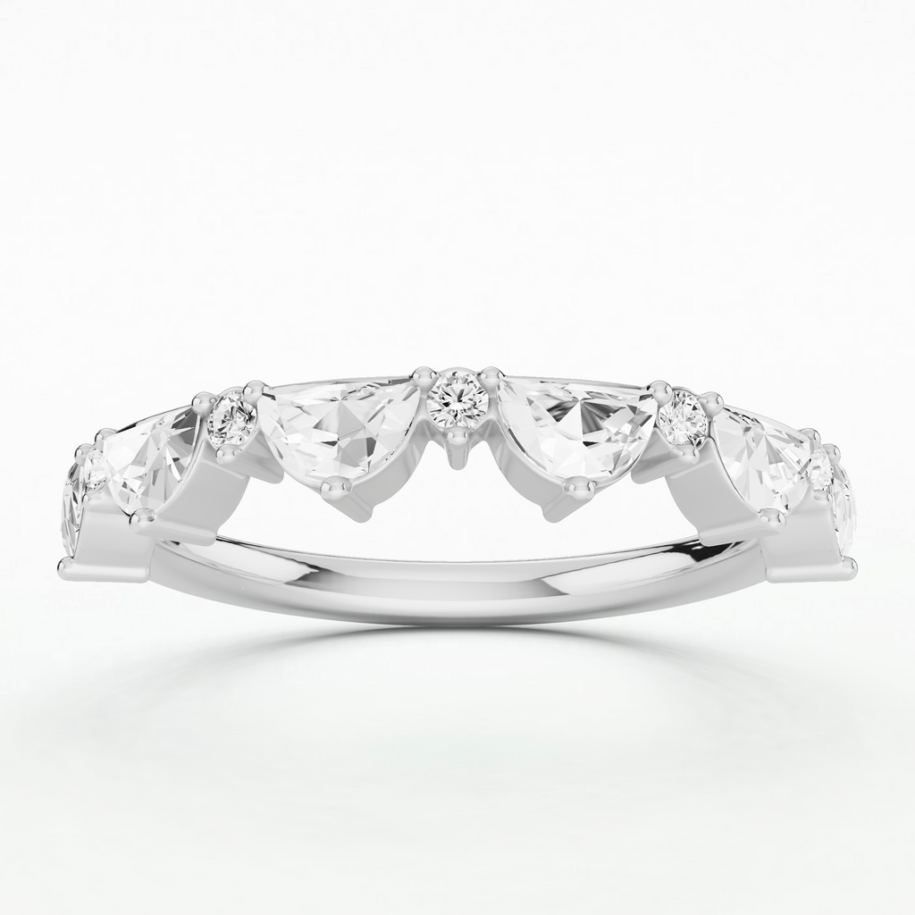 The Tiara – Lab Grown Trillian Diamond Half Eternity Ring - Half Moon ...