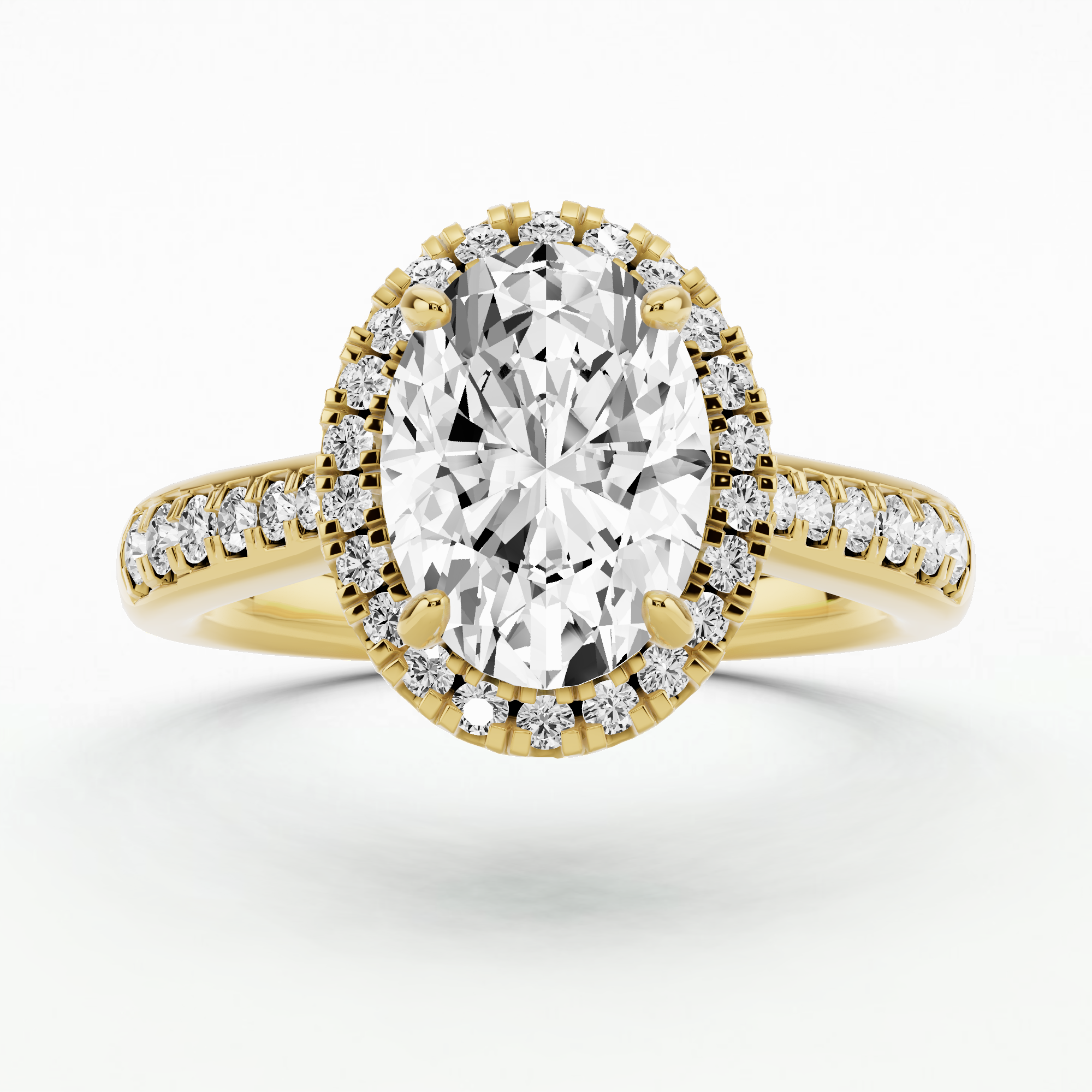 Buy Cross Bridge Halo Tapering Solitaire Ring-Oval at Best Price