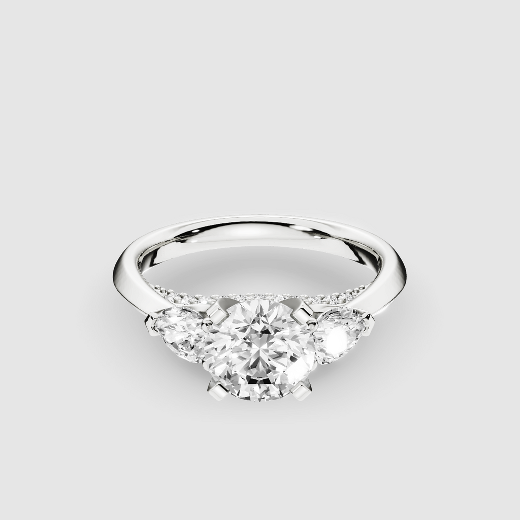 Buy Luxury Lab Grown Diamond Bridge Three Stone Solitaire Ring-Multi ...